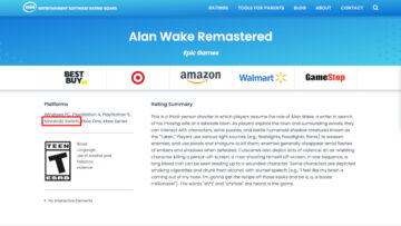 北米レーティングのESRBがNintendo Switch版『Alan Wake Remastered』を評価 | t011.org